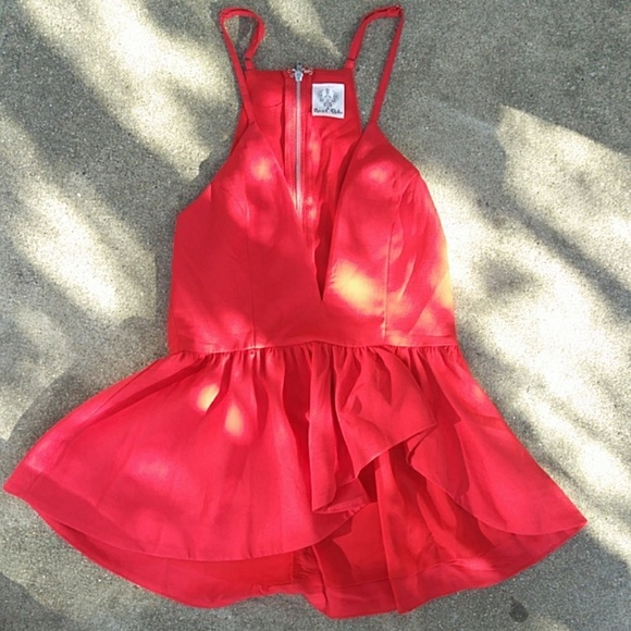 Angel Biba | Tops | Angel Biba Red Peplum Deep V Wire Top 8 Small ...